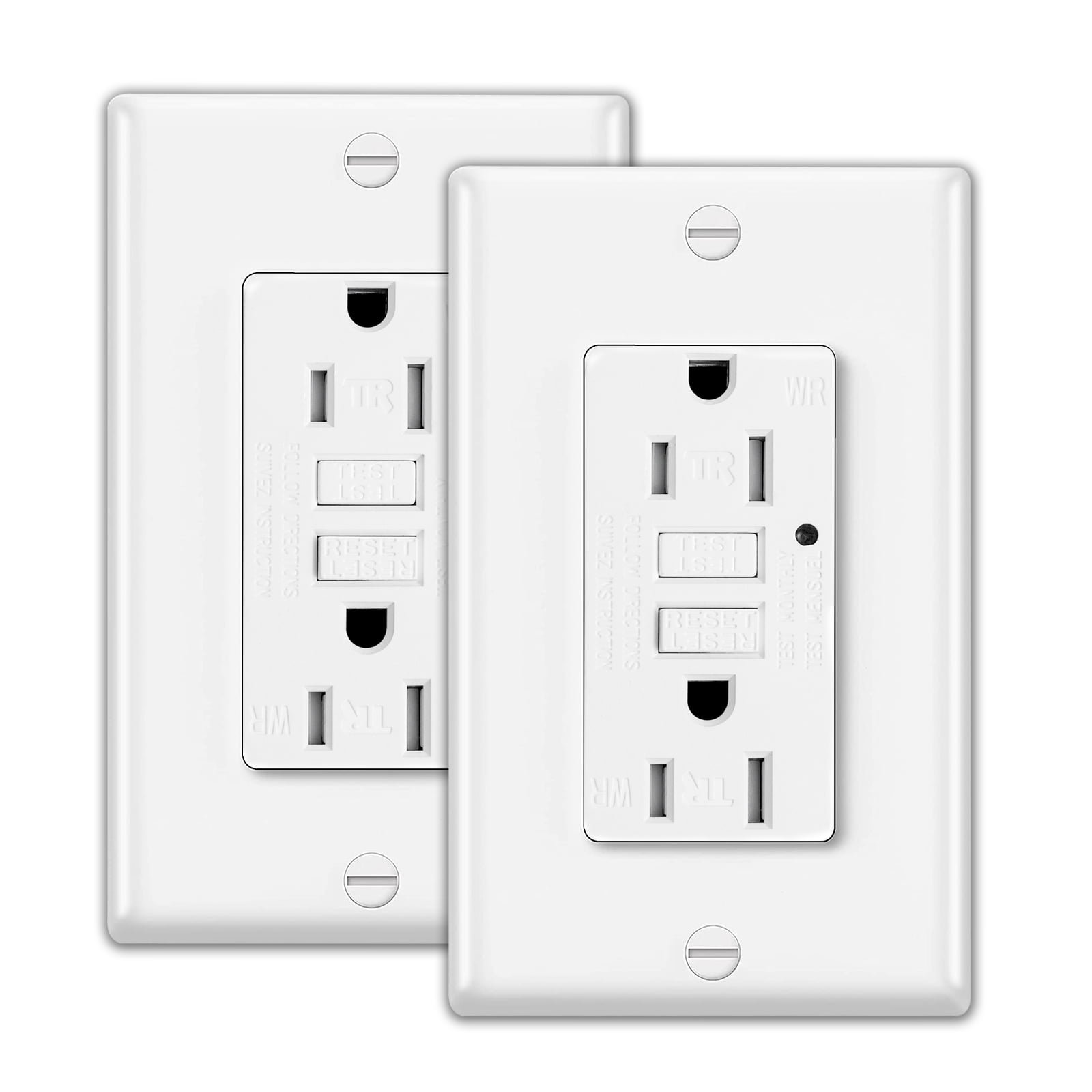 GFCI Receptacle with LED Indicator (2-Pack) - Tamper Resistant, Weather ...