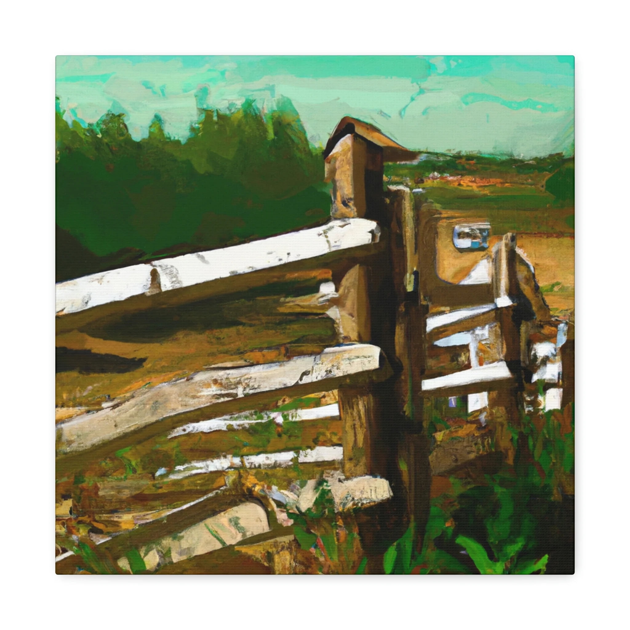 Sunlit Barnyard Fence - Canvas - Walmart.com