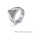 Men's Black Stainless Steel Valknut Ring - Nordic Viking Triangle Band ...