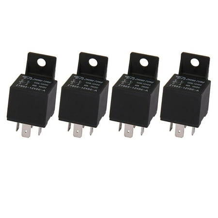 4 Pack Car Truck Automotive 12V 40AMP Relay Relays 4 Pin Black ZT603 ...
