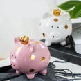 Grofry Ceramic Crown Pig Piggy Bank Golden Dot Cartoon Pig Coin Money ...