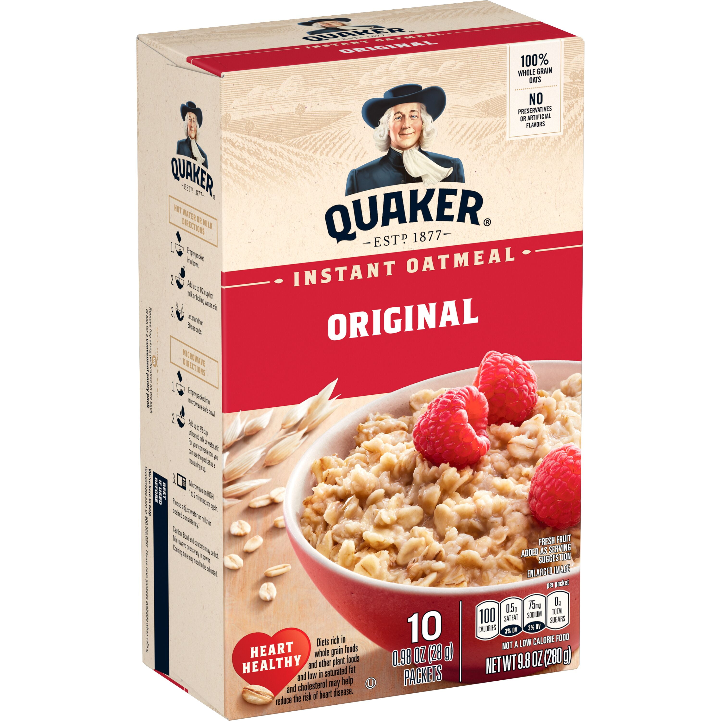 Quaker Instant Oatmeal, Regular, 9.8 Oz, 10 Packets - Walmart.com Quaker Instant Oatmeal, Regular, 9.8 Oz, 10 Packets - Walmart.com