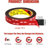 UPwoktem 3M Double Sided Tape, Waterproof Heavy Duty Foam Mounting Tape ...