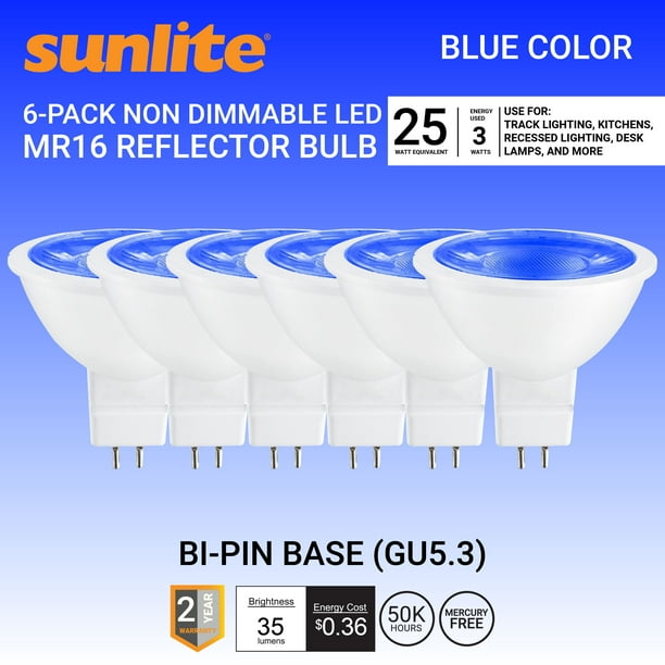 Sunlite LED MR16 Reflector Spotlight Bulb, 3 Watts (25W Halogen Bulb ...