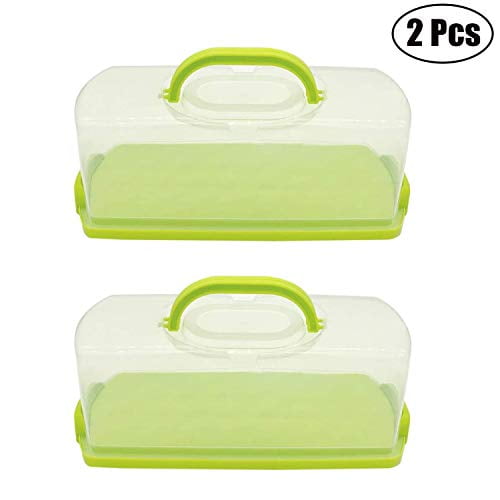 2 Pcs Portable Bread Box with Handle Loaf Cake Container Plastic ...