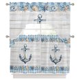 Blue Anchor Coastal Swag Curtains Valance and Tier Set, Summer Starfish ...