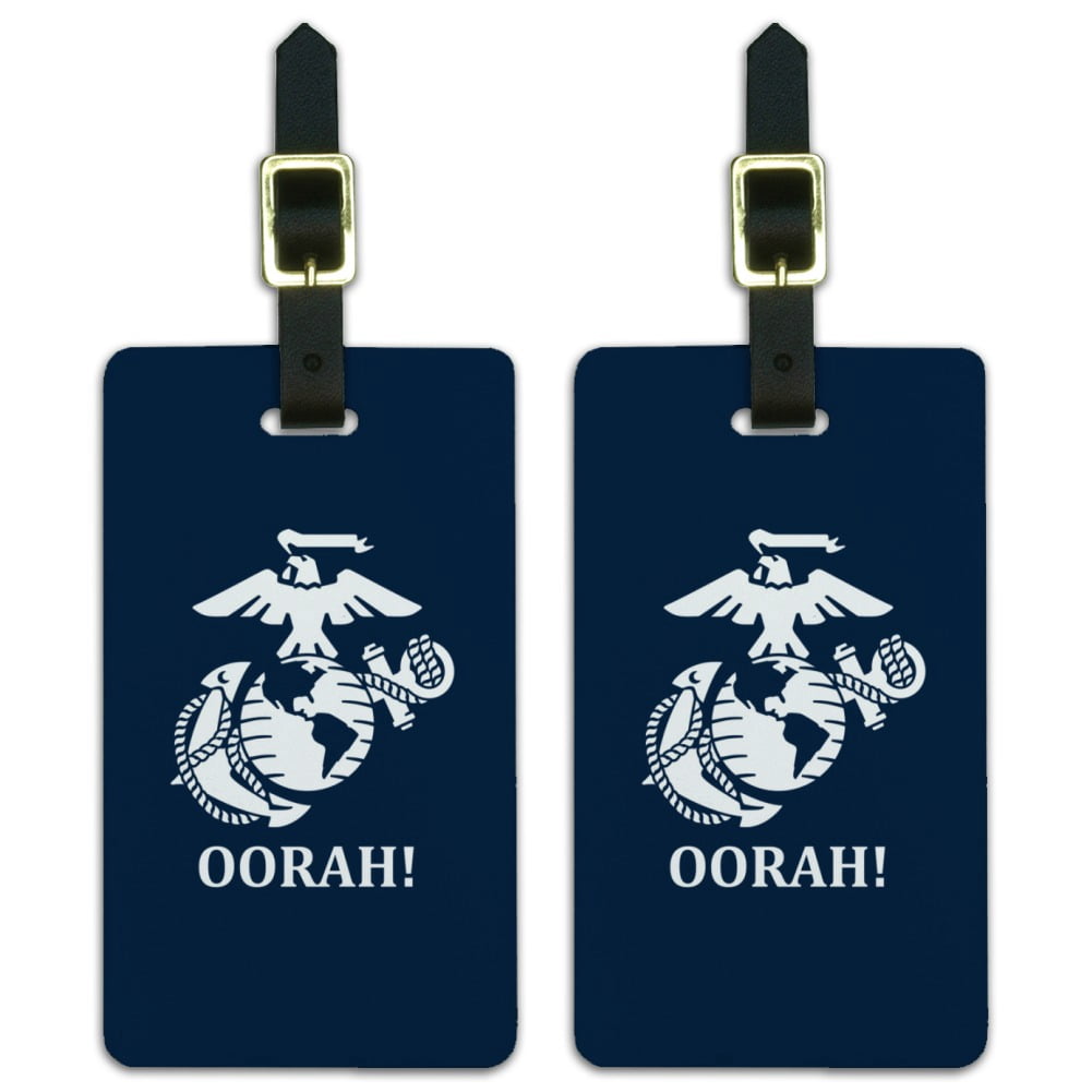 Oorah! Marine Corps USMC White on Blue Officially Licensed Luggage ID ...