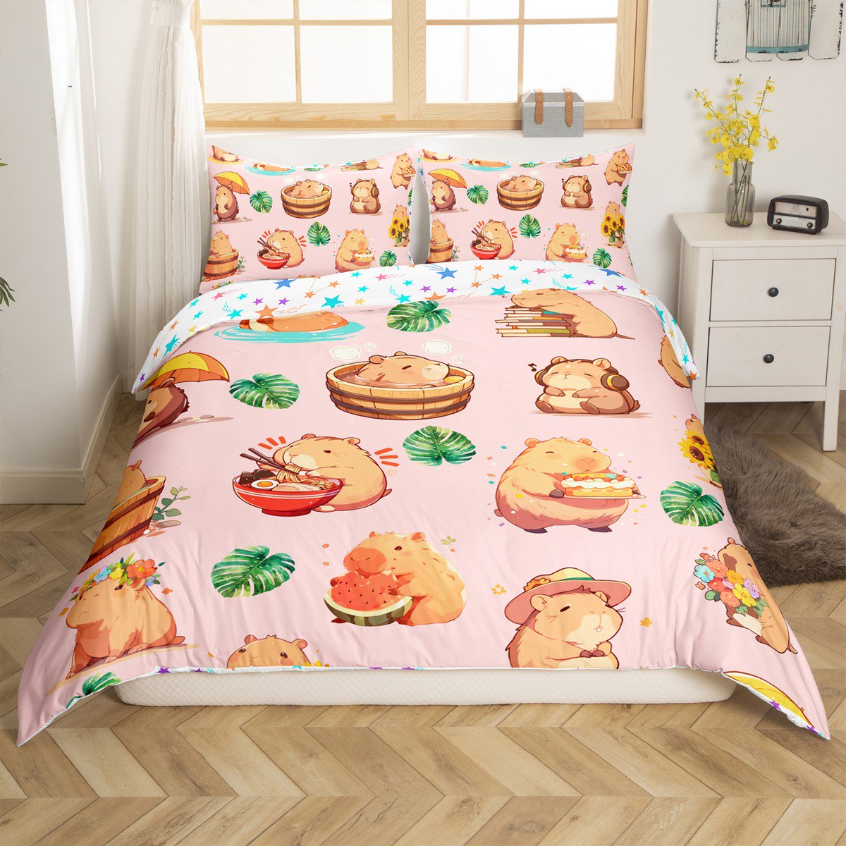 Click here for Erosebridal Cartoon Capybara Duvet Cover Full trop... prices