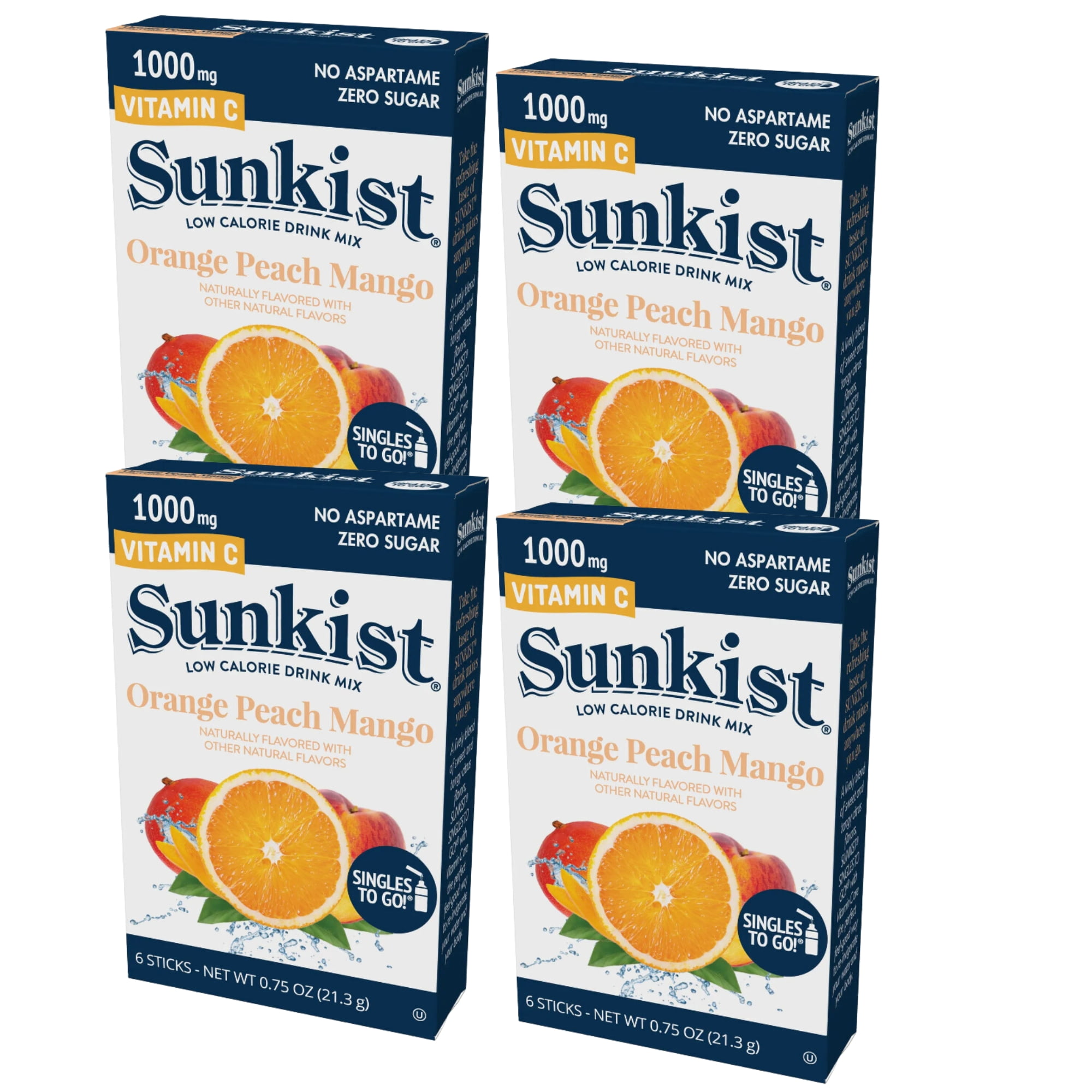 Sunkist On the Go Drink Mix Packets Orange Peach Mango, Powdered Drink ...