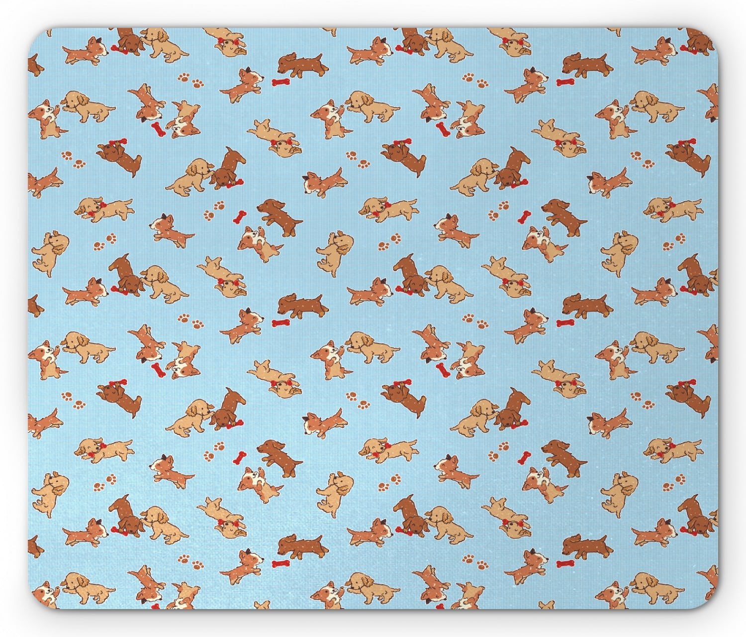 Dog Mouse Pad, Checkered Square Pattern Background Playful Puppies Paw ...