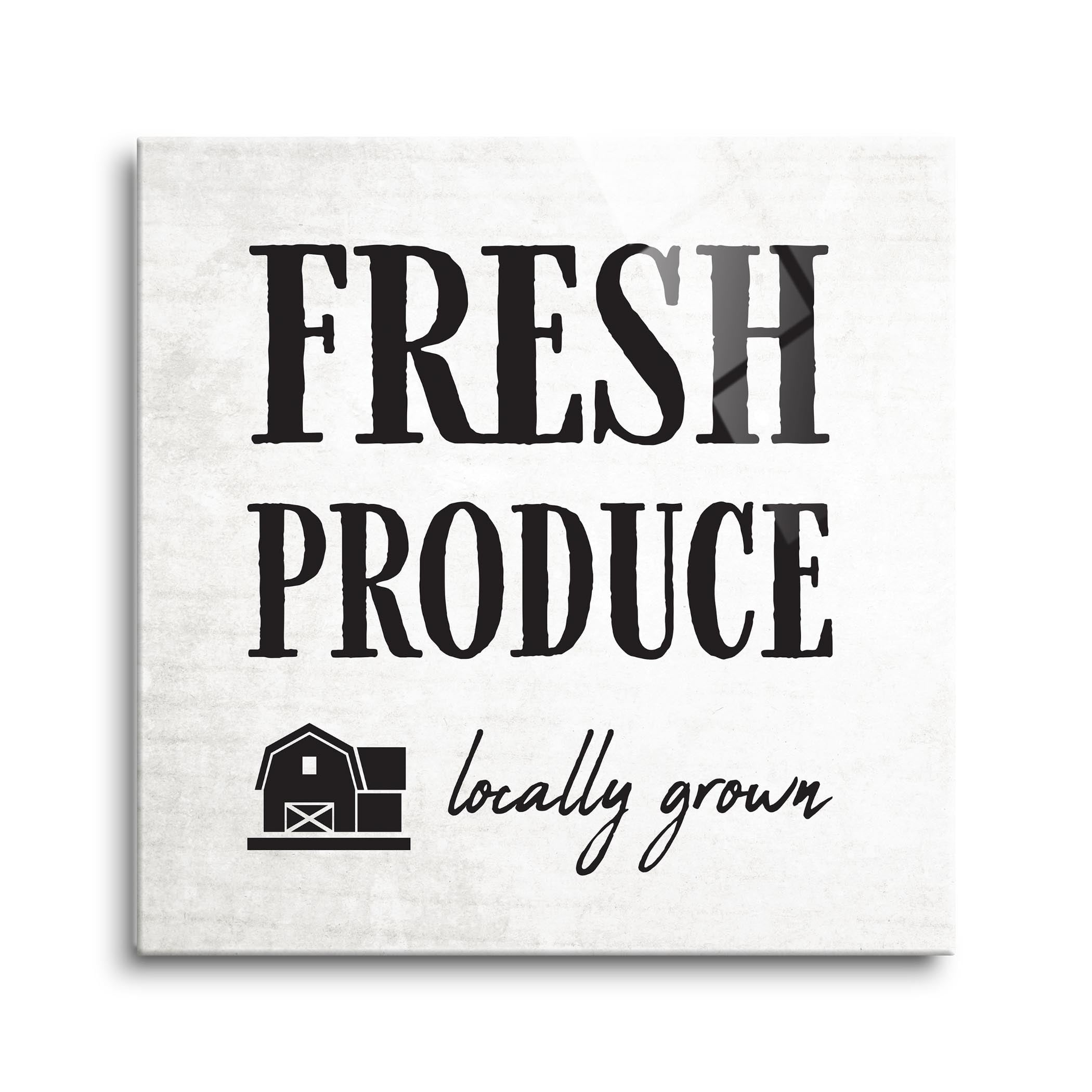 Fresh Produce Locally Grown Black Barn 24 x 24 Glass Wall Hanging Sign ...