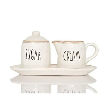 HE 2PC Sugar & Creamer Set Modern Farmhouse White & Black Table Kitchen ...