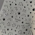 2 Pcs Kawaii Cat Nail Art Stickers - Self-Adhesive Cartoon Heart & Paw ...