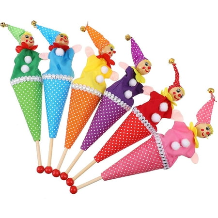 HTCM 6pcs Clown Puppets, Retractable Finger Puppets Clown Hand Puppets ...