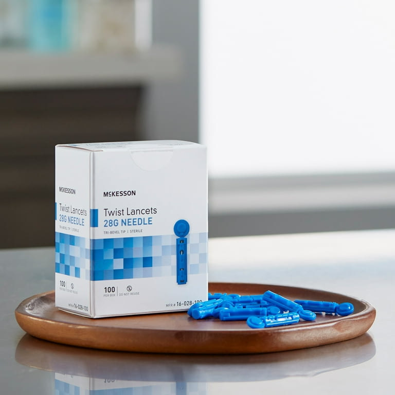 McKesson Twist Top Lancet Lancet 28 Gauge Needle 1.8 mm McKesson Twist Top Lancet Lancet 28 Gauge Needle 1.8 mm