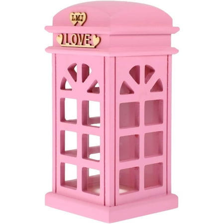 Telephone Booth Money Bank Pink Piggy Bank Desktop Wood Money Coin Bank ...