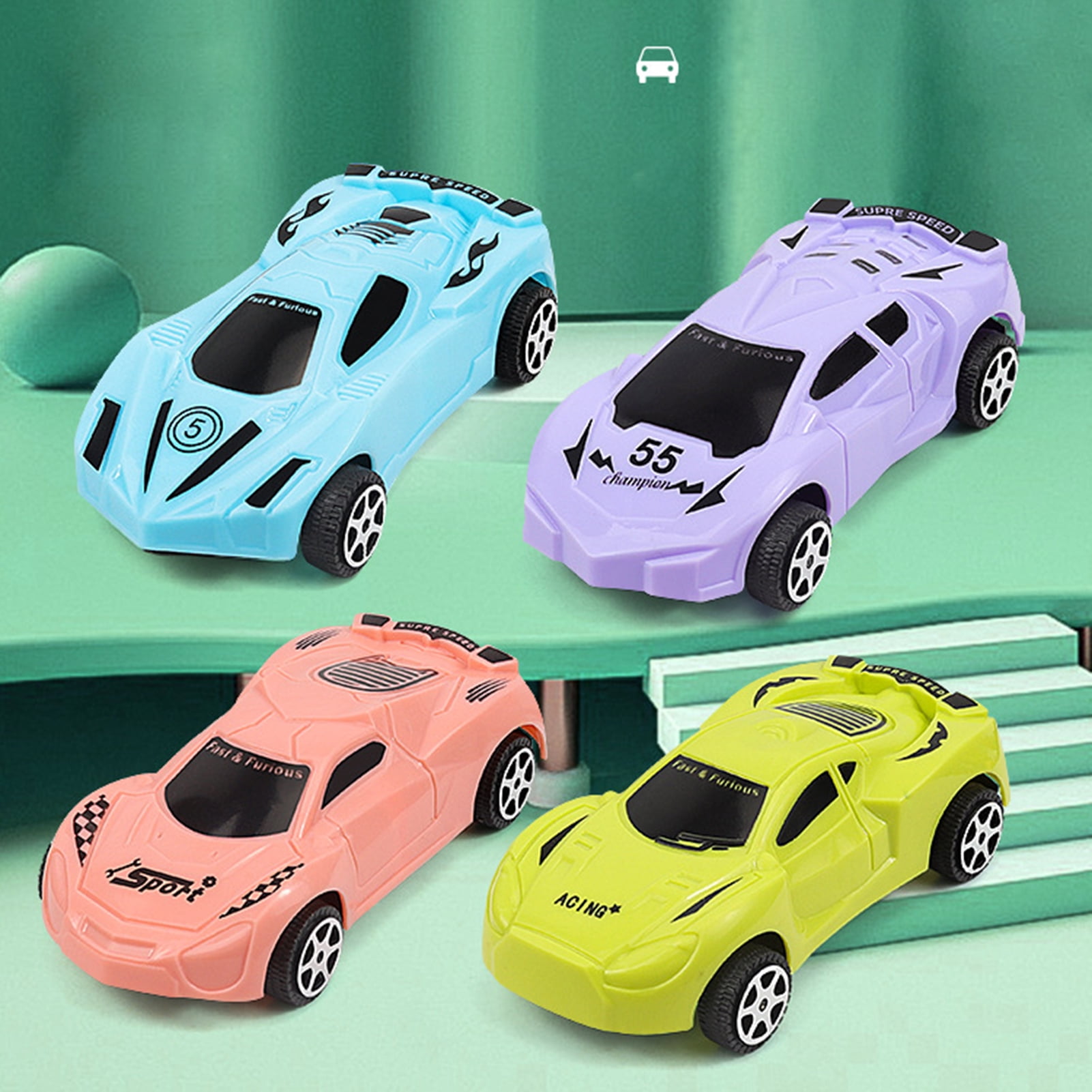 Happy Date 5Pcs Pull Back Vehicles Mini Car Toys Friction Powered ...