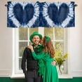 Heart Shape Tie-dye Valances for Windows, Blue Watercolor Retro Ethnic ...