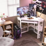 White Triangle Corner Desk, Office/Computer/Writing Desk for Student ...
