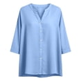 ANINEO Women Blouses Casual Elegant Button Down Shirt 3/4 Sleeve Loose ...