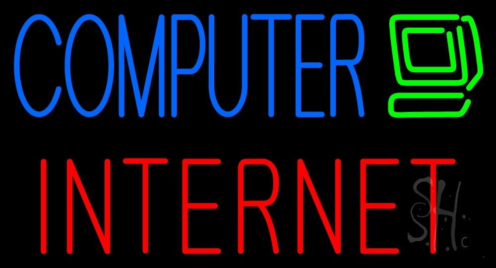 Computer Internet LED Neon Sign 13 x 24 - inches, Clear Edge Cut ...