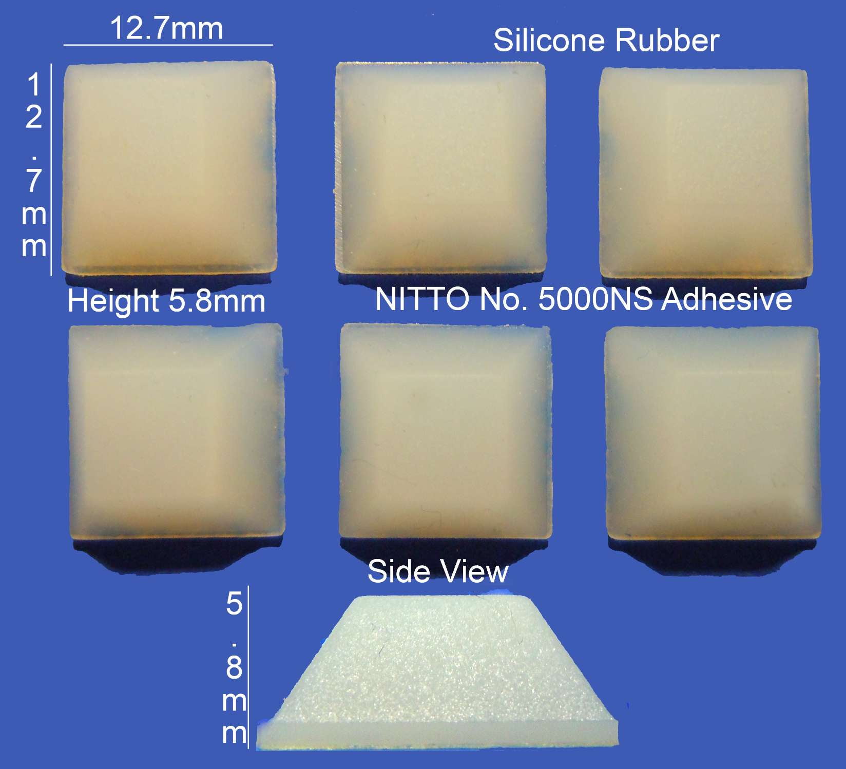 VATH Self Adhesive Silicone Rubber Feet 12.7mm(L) x 12.7mm(W) x 5.8mm(H ...