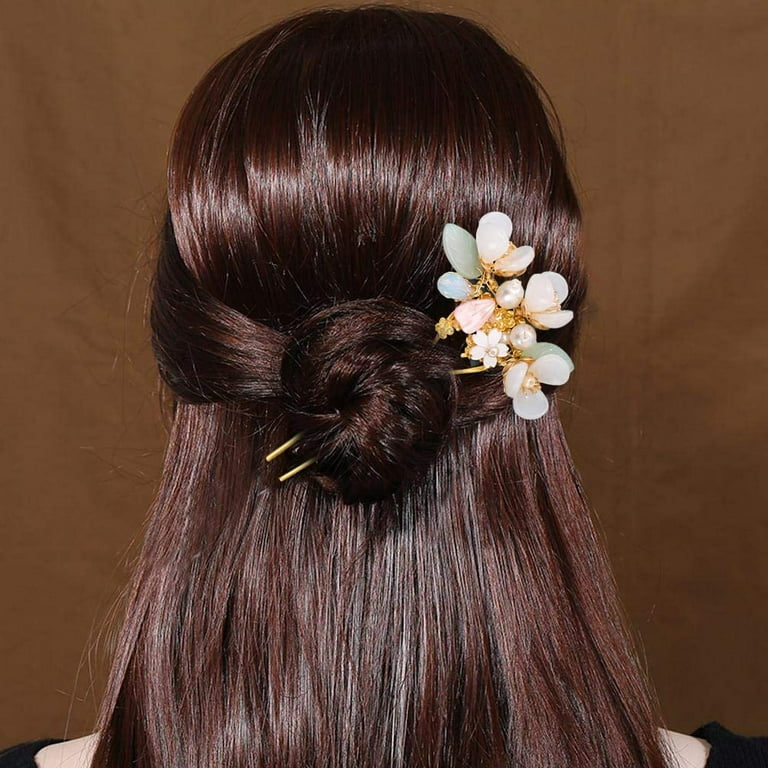 Vintage Hair Clip Flower Pearl Hair Stick U Shaped Hairpin Wedding Bobby Pins for Buns Hair Pins Women Headdress Walmart