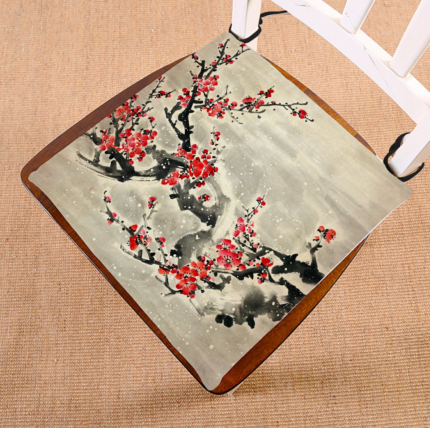 PHFZK Asian Chair Pad, Plum Blossom Traditional Chinese Painting Seat ...