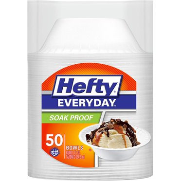 Hefty Everyday Soak-Proof Foam Bowls, White, 20 Ounce, 25 Count ...