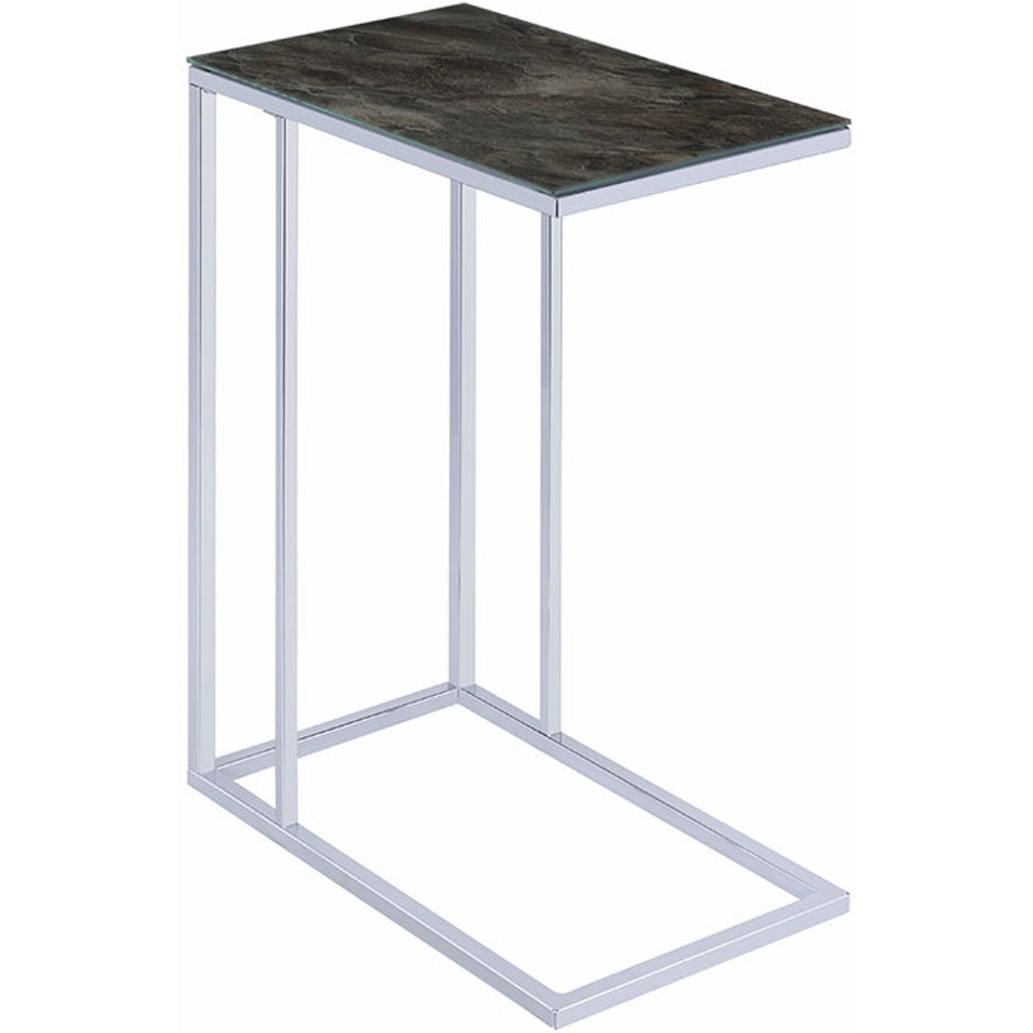 C Shaped Faux Marble Top Metal Accent Table, Black and Silver - Walmart.com