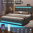 Afuhokles Queen Size LED Bed Frame with 2 USB Ports, Headboard ...
