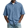 HVOBTTY Summer Men's Short Sleeve Collared ShirtsSolid Color ed with ...