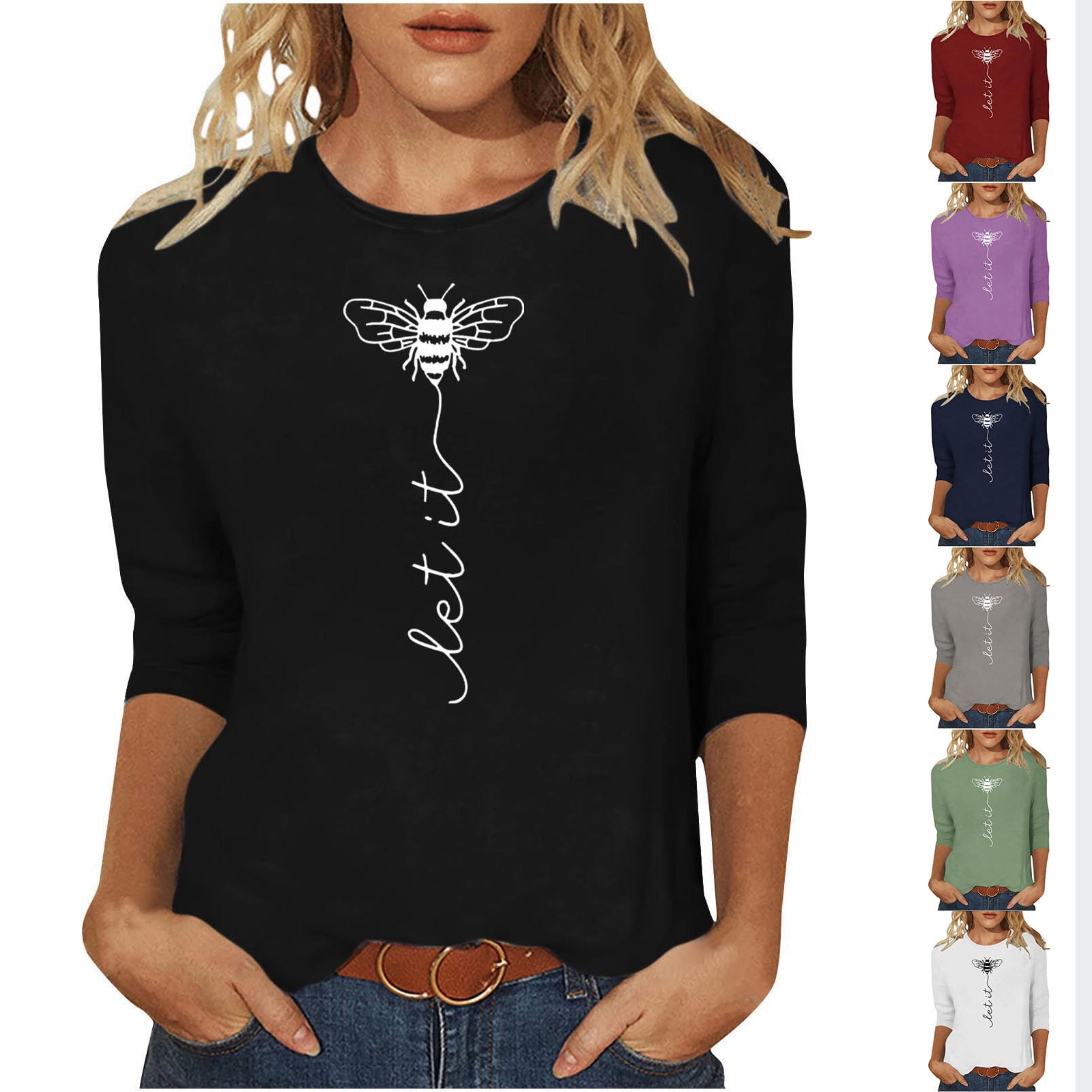 Click here for Jdqjbz Summer Womens Tops 3/4 Sleeves Tops For Wom... prices