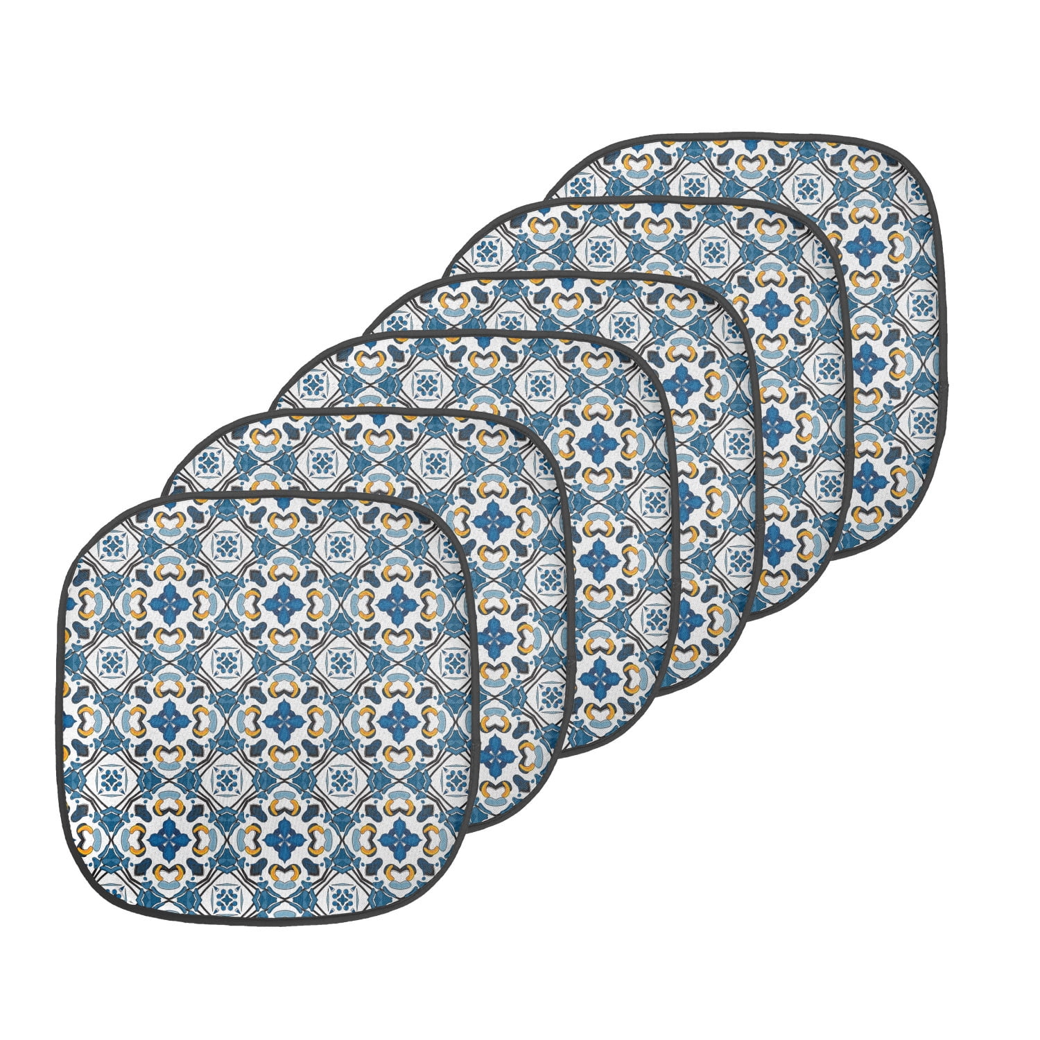 European Chair Seating Cushion Set of 6, Portuguese Ceramic Classic ...