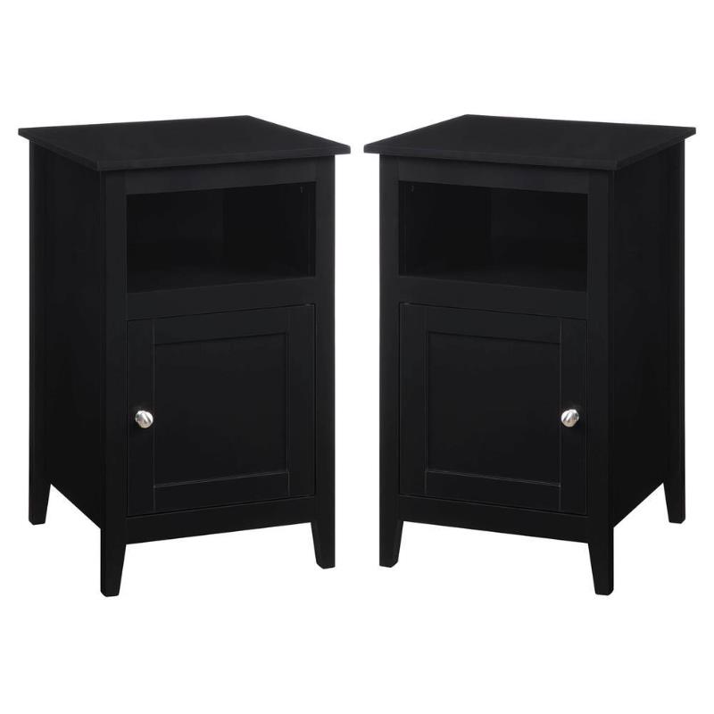 Home Square Storage Cabinet End Table with Shelf in Black - Set of 2 ...