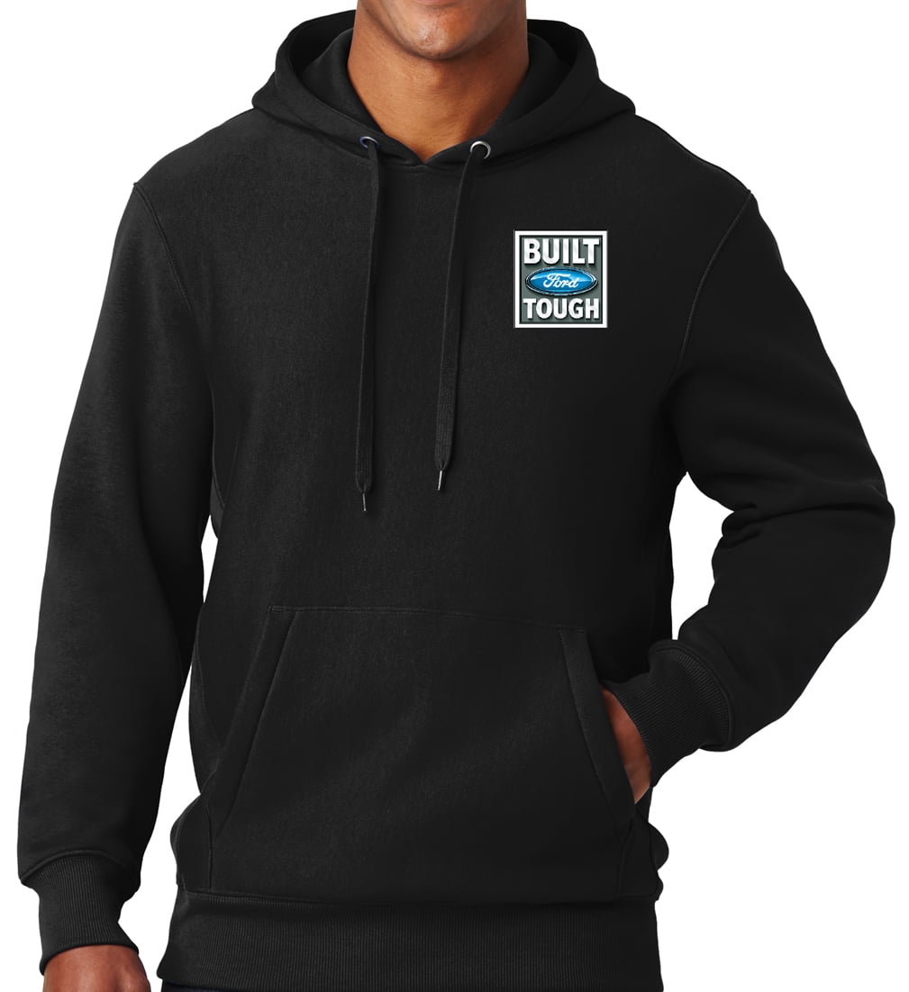 Mens Built Ford Tough (pocket print) Super Heavyweight Hoodie - Black ...
