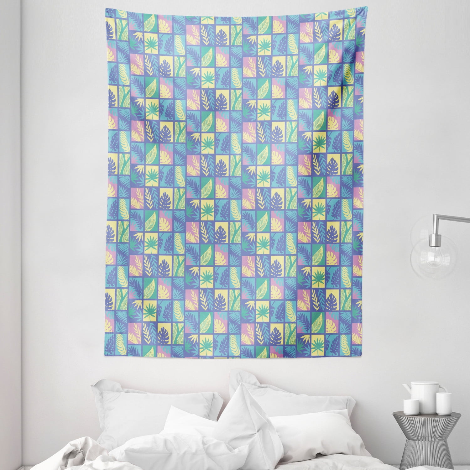 Hawaiian Colors Tapestry, Retro Style Pastel Tone Image of Squares ...
