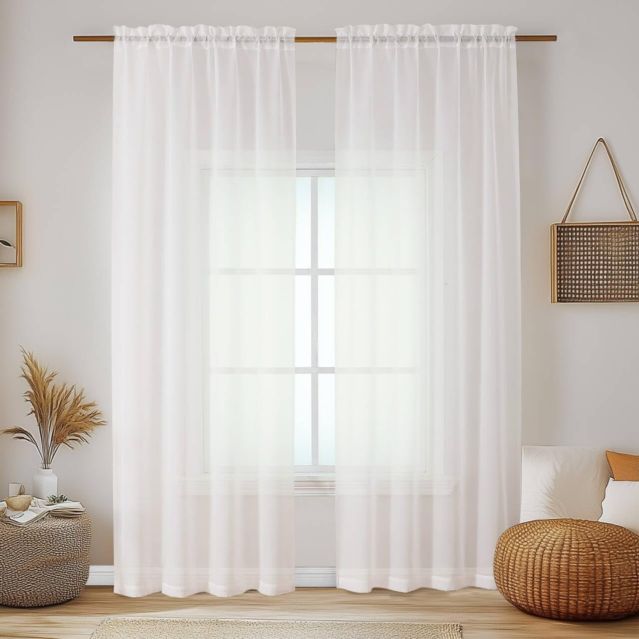 Click here for Dplsc Ivory Sheer Curtains 84 Inches Long 2 Panels... prices