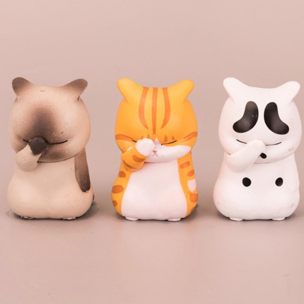 3 Pcs Cute Miniature Cat Figure Animal Cat Characters Toys Mini Figure ...