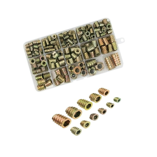 230 Pieces Threaded Insert Nuts Threaded Insert Assortment Kit for Wood ...