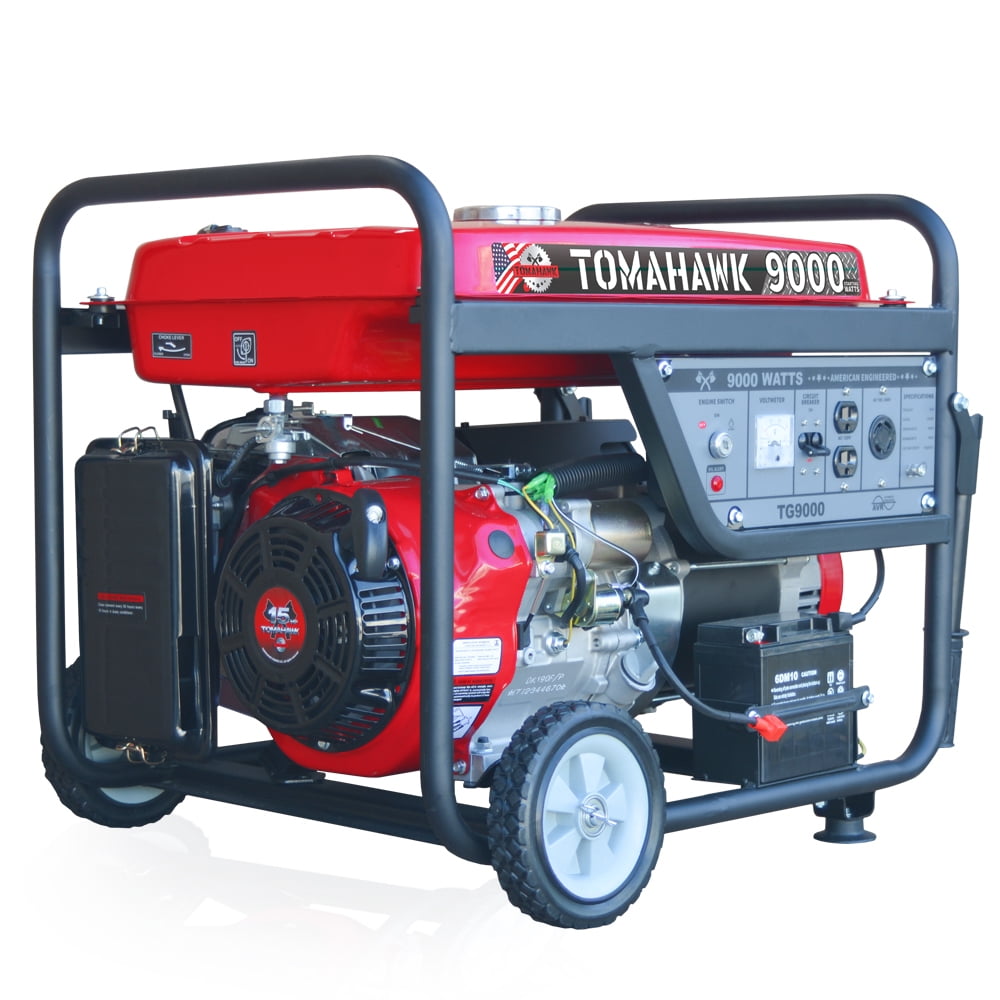TOMAHAWK 9000 Starting Watt Electric Start Gas Power Portable Generator ...