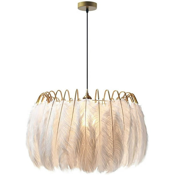 MONIPA 1 Light White Feather LED Fixture Modern Fashion Pendant Light ...