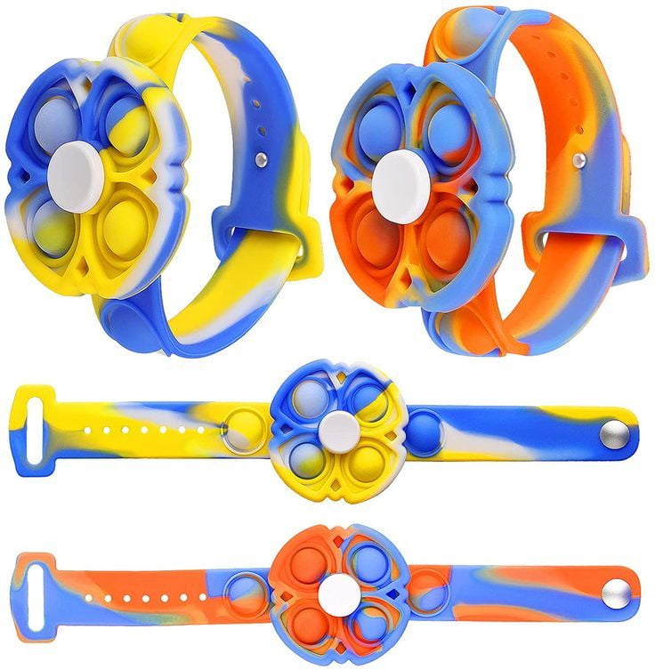 2 Pack Wristband Push Pop Bubble Fidget Toy With Spinner, Hand Spinner ...