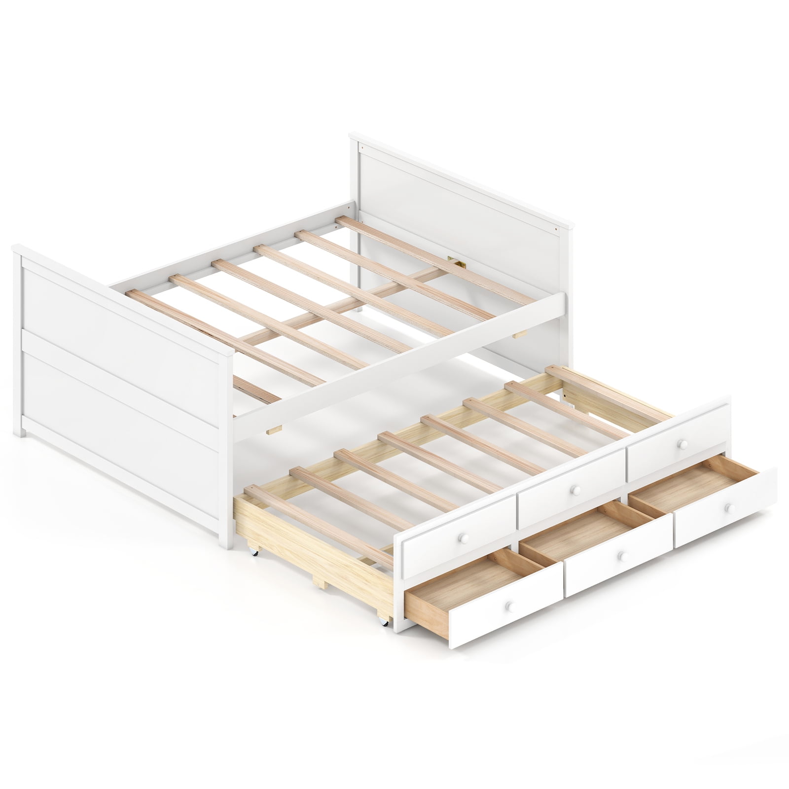 Click here for Gymax Full Size Bed Frame W/ Twin Trundle & 3 Stor... prices