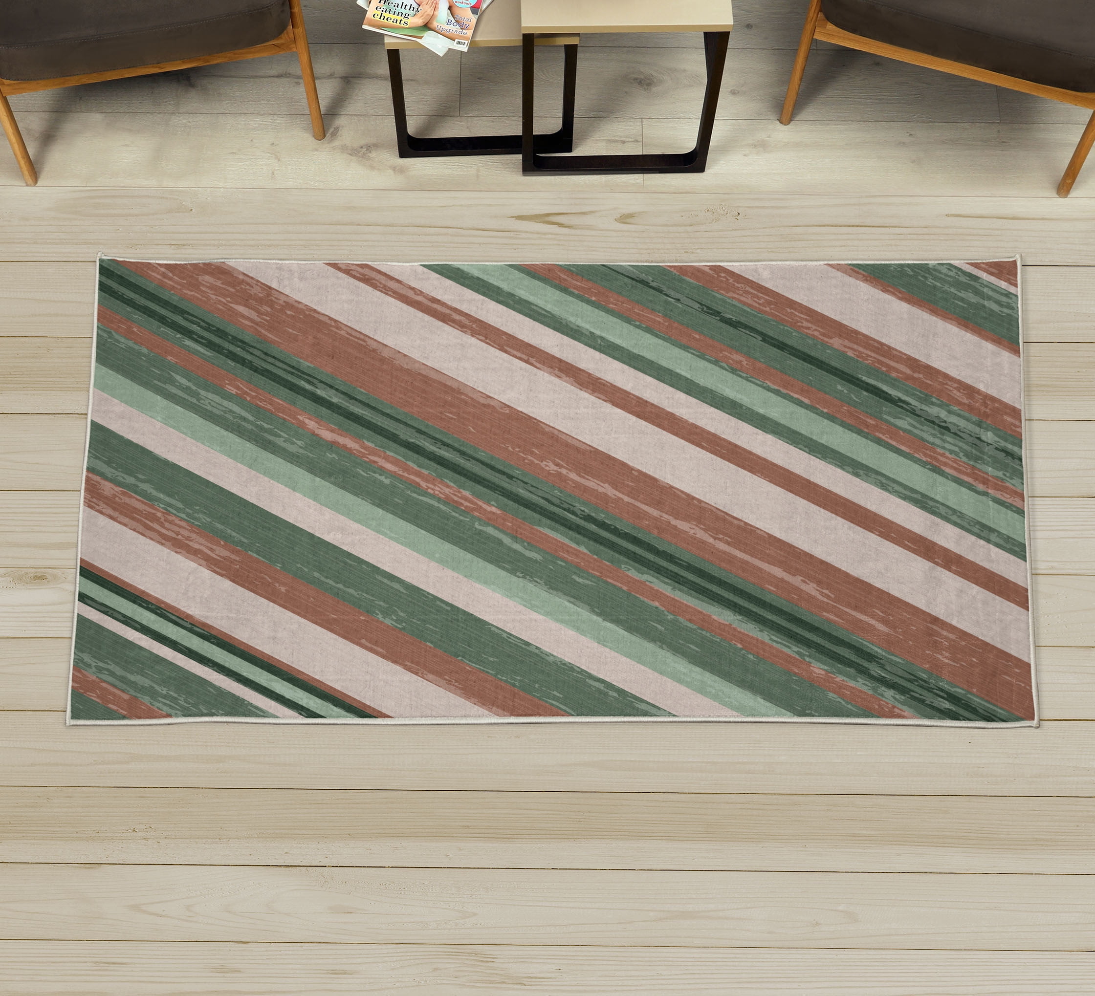 Vintage Decorative Rug, Diagonal Stripes on Old Aged Design Grungy ...