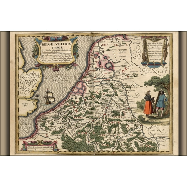24"x36" Gallery Poster, map of belgium 1622 - Walmart.com