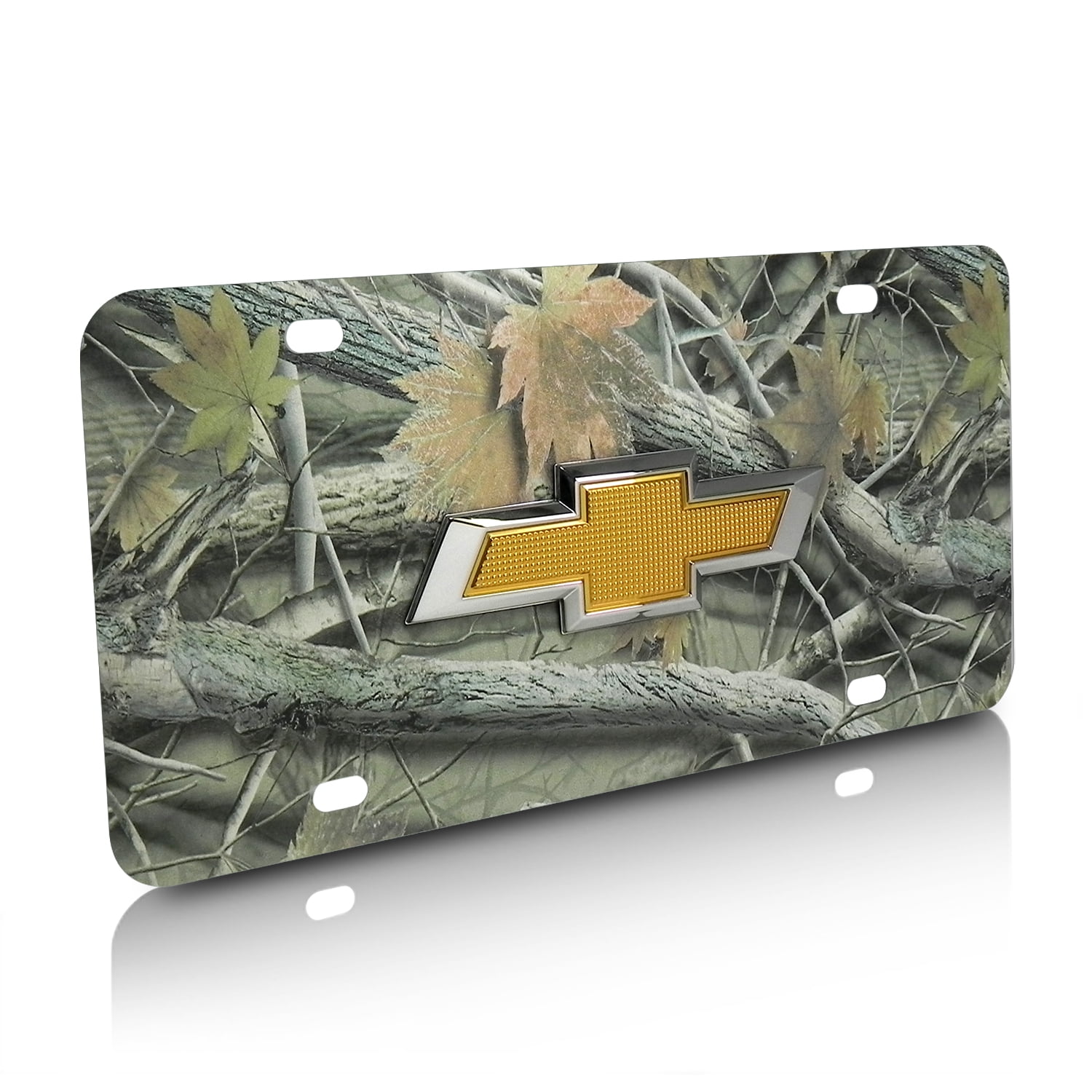 Chevrolet Gold 3D Logo Camouflage Stainless Steel License Plate ...