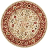 SAFAVIEH Chelsea Quinlan Traditional Wool Area Rug, Ivory/Red, 5'6" x 5 ...