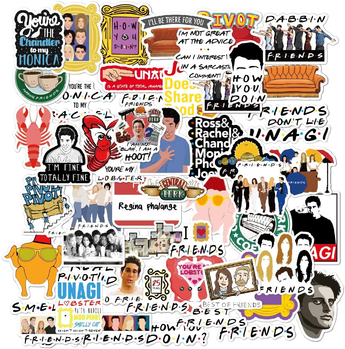 Friends TV Show Merchandise Stickers Pack of 50 Stickers-Funny Quote ...