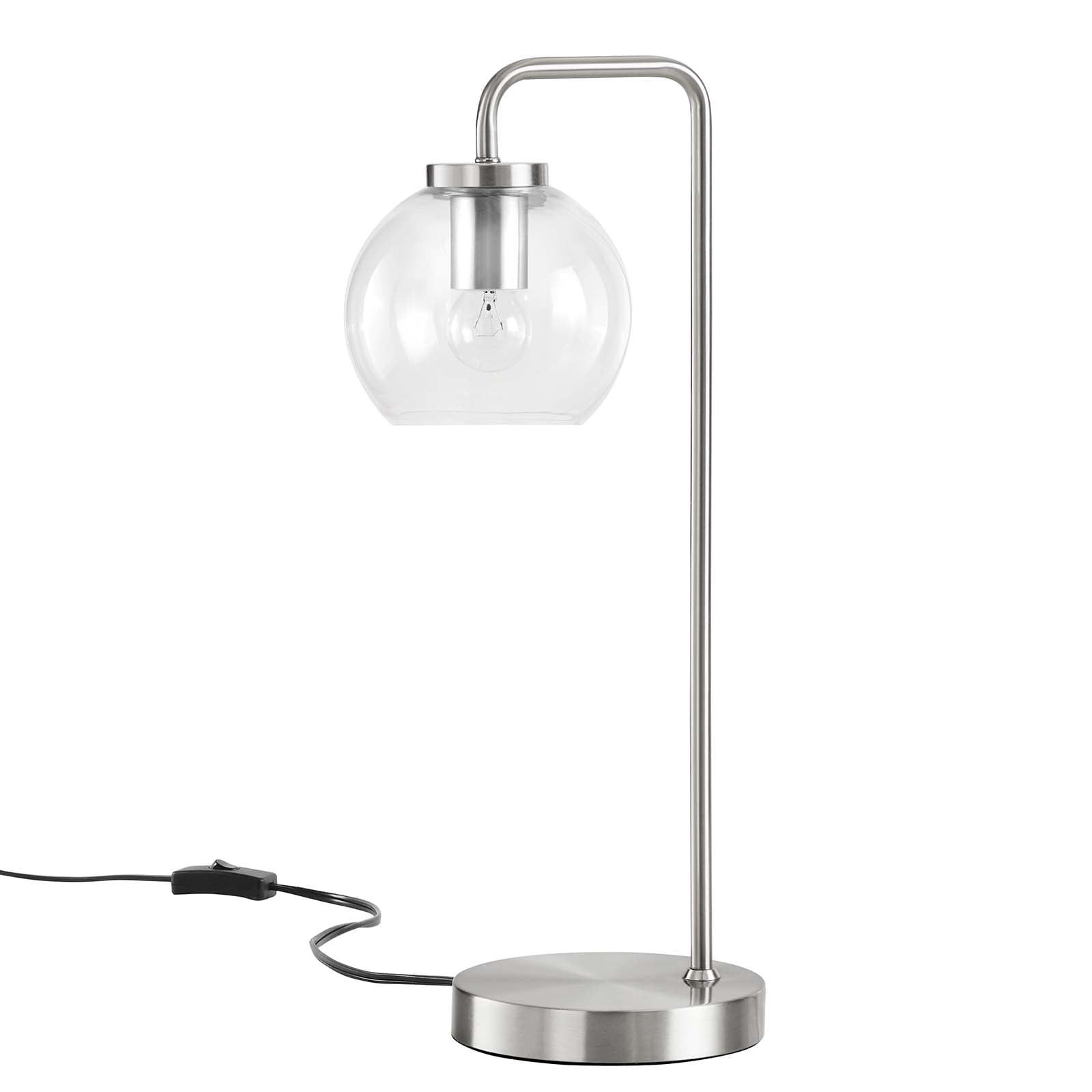 Table Lamp, Silver, Glass, Metal, Modern Contemporary Mid-Century ...